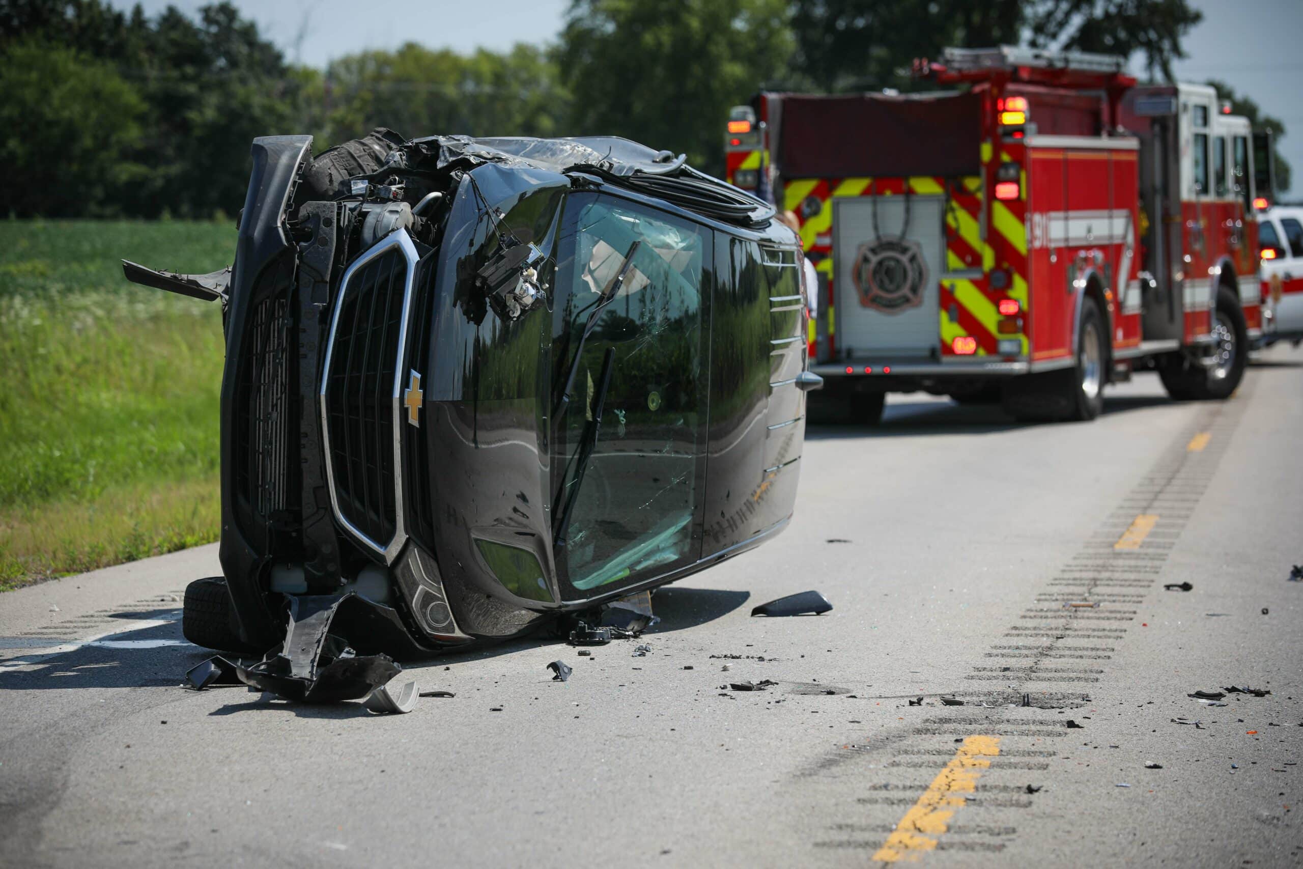 Multiple-vehicle crash leaves car rolled over onto its side, Route 31 ...