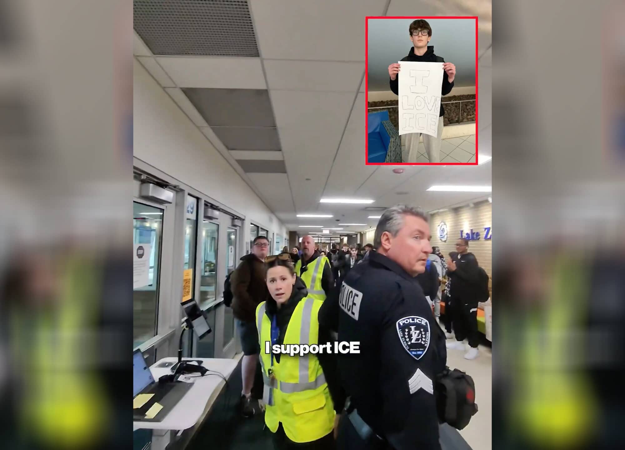 Viral video purportedly shows student holding pro-ICE sign getting ...